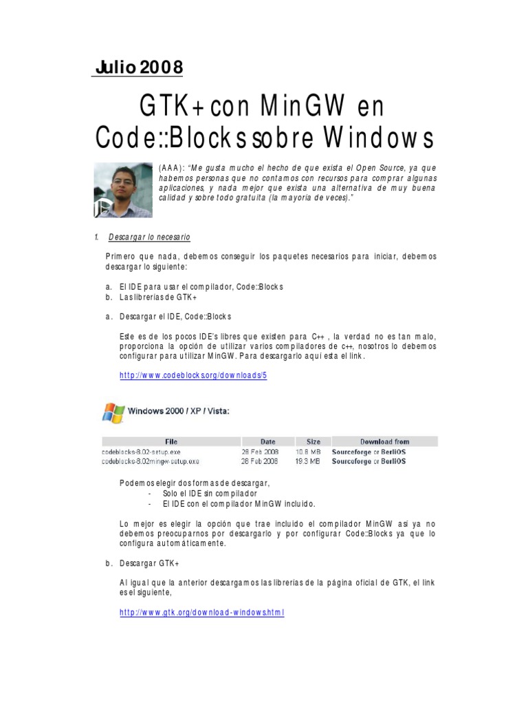 GTK Con Mingw en Code Blocks | PDF | Entorno de desarrollo integrado | Software de la aplicacion