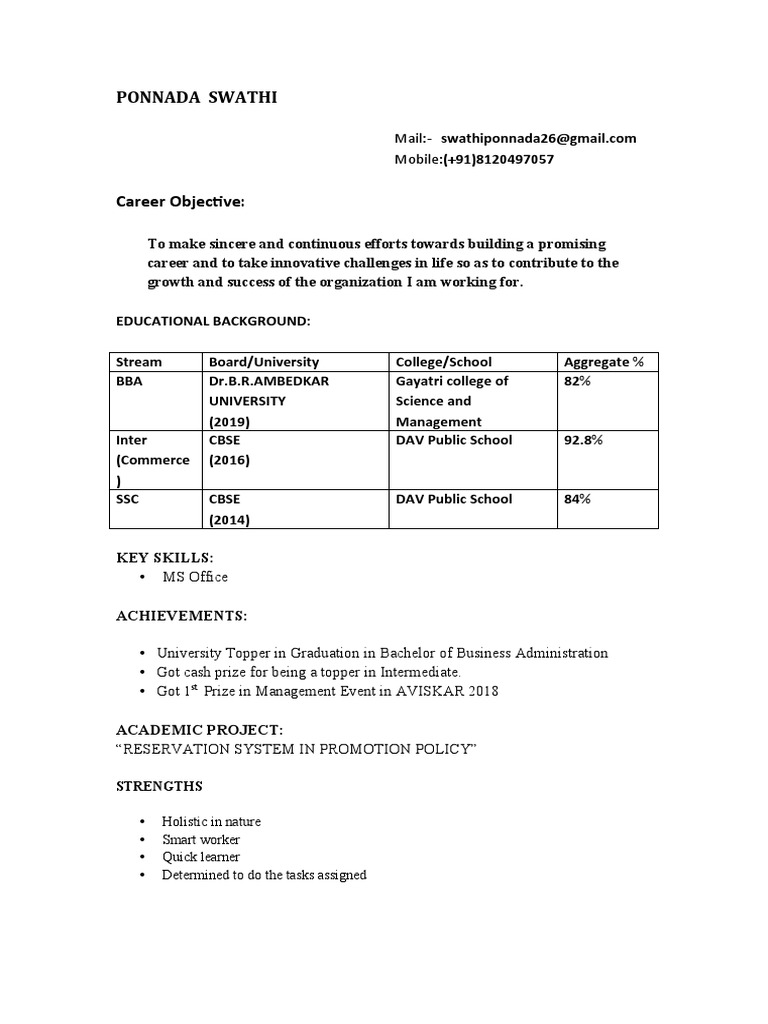 Swathi Resume | PDF