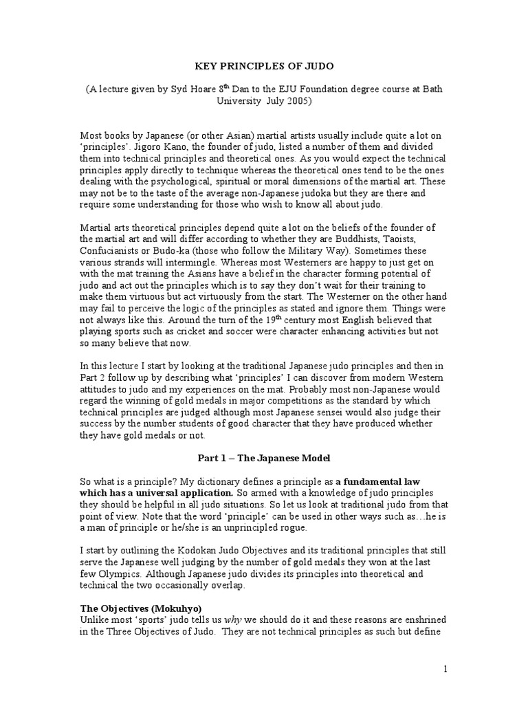 Key Principles of Judo PDF | PDF | Judo | Kata