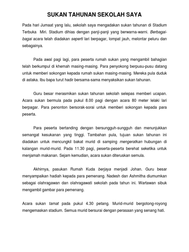 Contoh Karangan-Hari Sukan | PDF