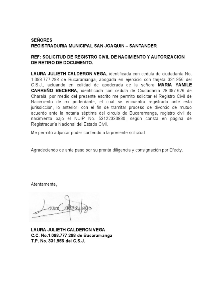 Autorizacion Registro Civil de Nacimiento | PDF