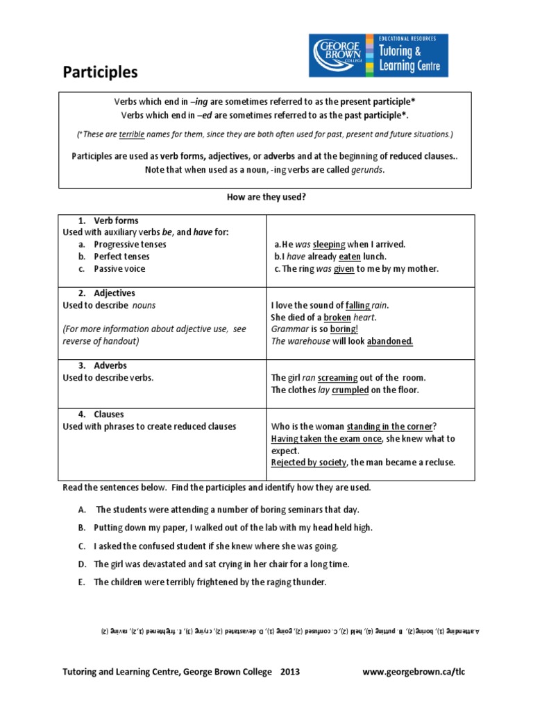 Participles: How Are They Used? 1. Verb Forms | PDF | Verb | Semantic Units