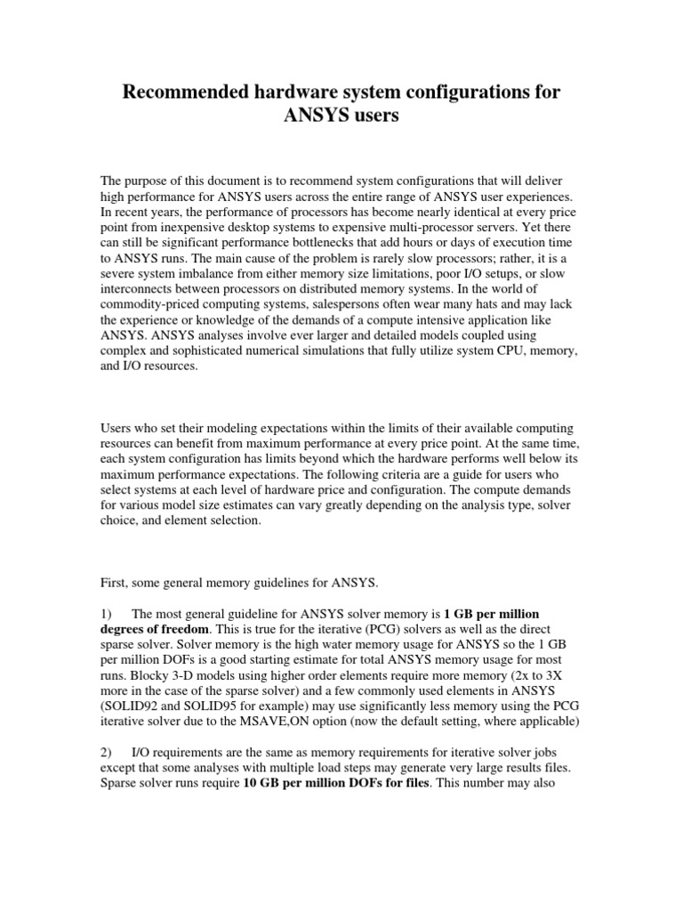 ANSYS Hardware Guide for Engineers | PDF | 64 Bit Computing | Computer ...