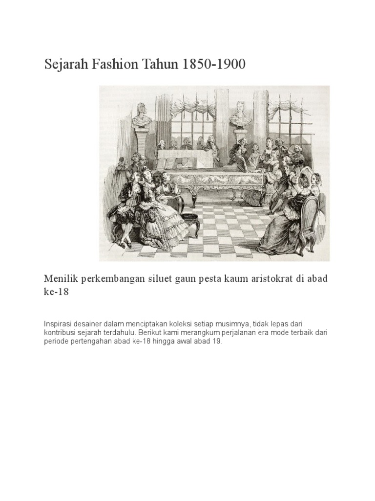 Sejarah Fashion Tahun 1850 | PDF