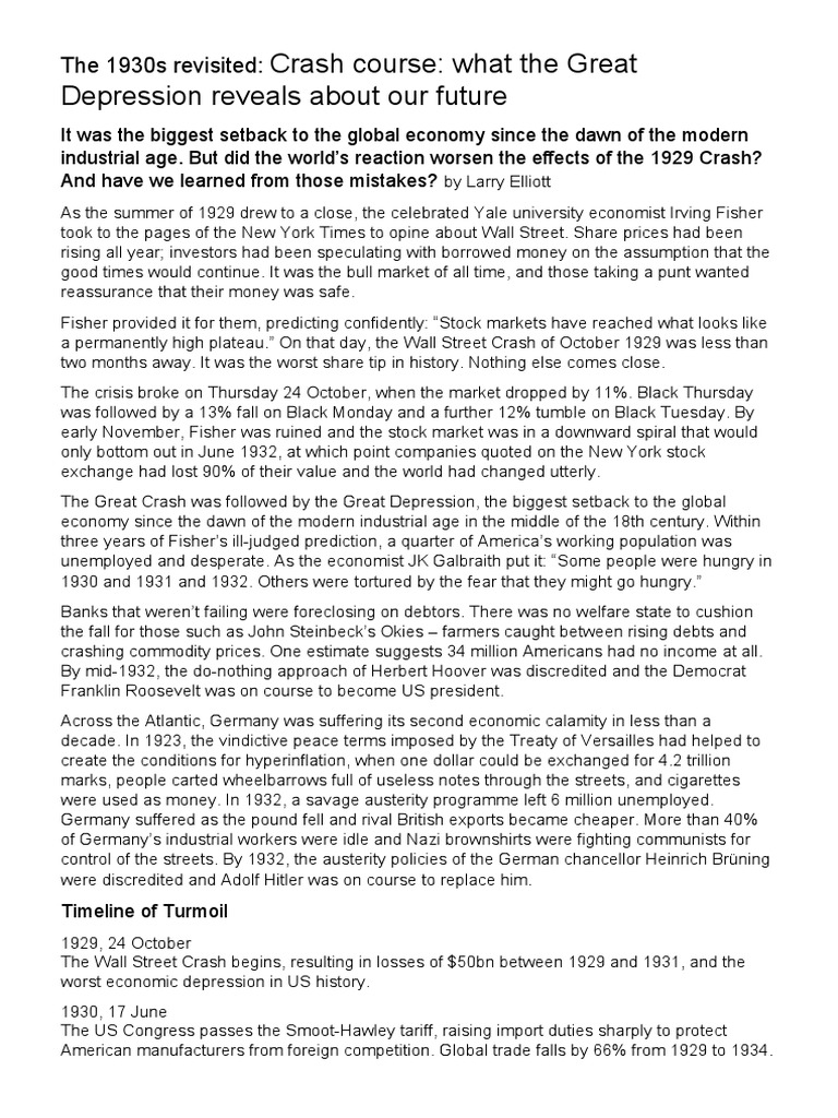 Guardian, The 1930s Revisited | PDF | Wall Street Crash Of 1929 ...