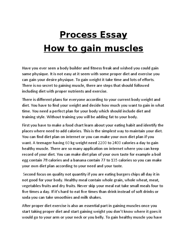 Process Essay How To Gain Muscles | PDF | Dieting | Management Of Obesity