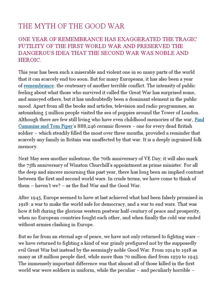 Guardian, The Myth of The Good War | PDF | World War II | The Holocaust