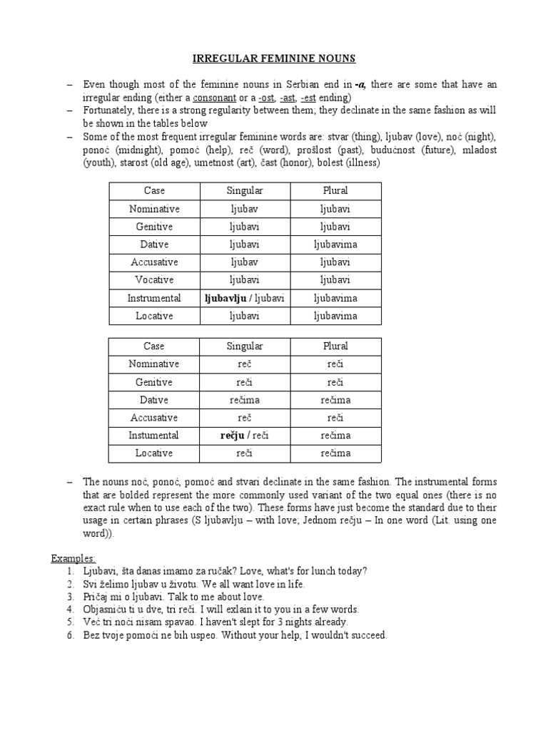 Irregular Feminine | PDF | Grammatical Gender | Grammar