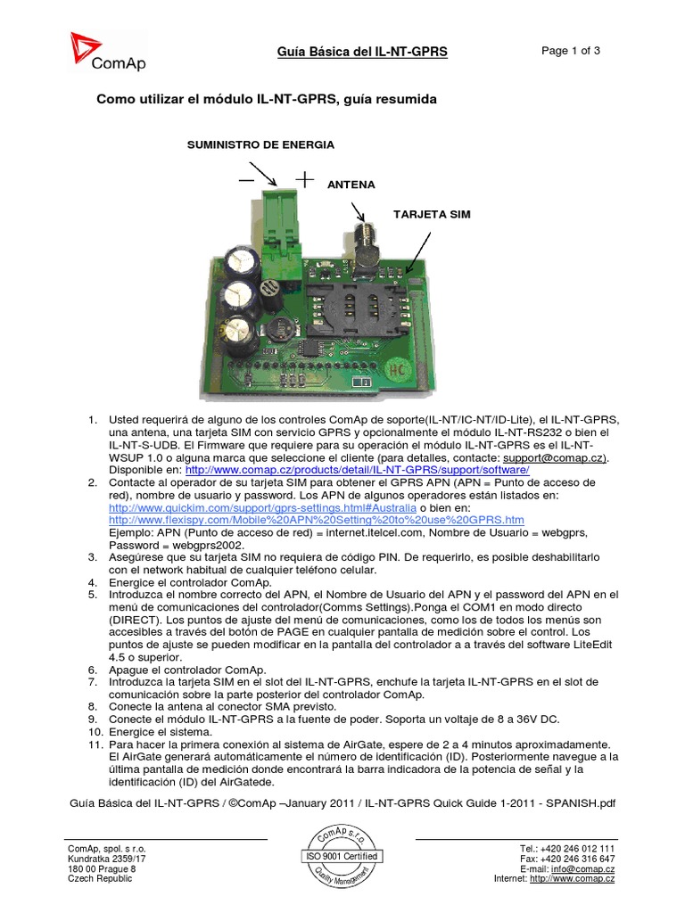 IL-NT-GPRS Quick Guide 1-2011 - SPANISH PDF | PDF | paquete general de Radio sevicio | Contraseña