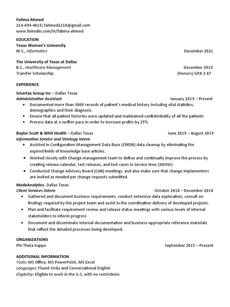 Fatima Resume | PDF
