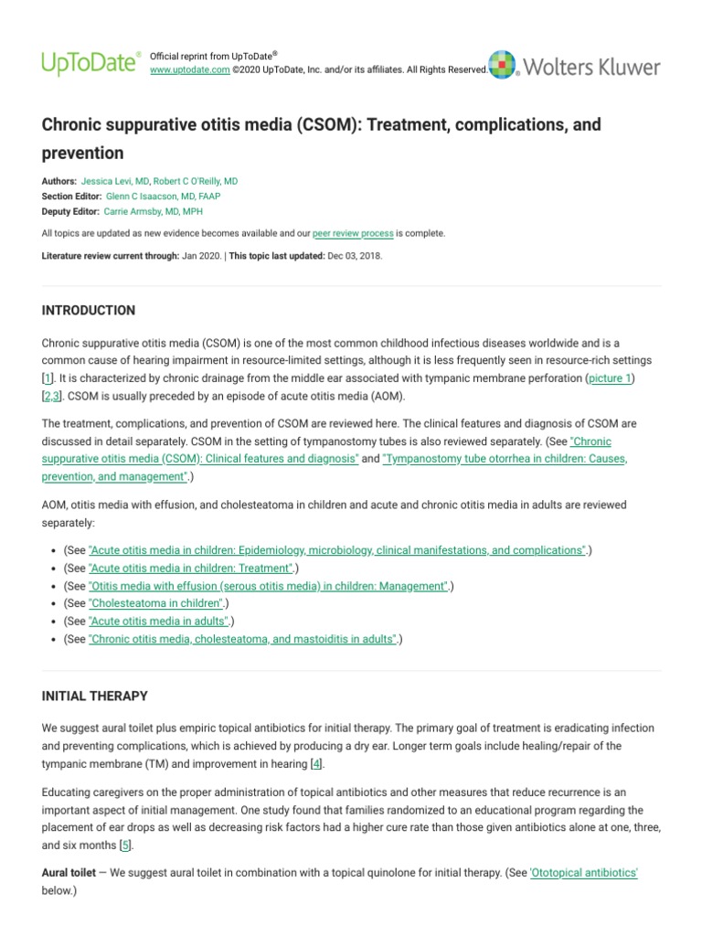 Chronic Suppurative Otitis Media (CSOM) - Treatment, Complications, and ...