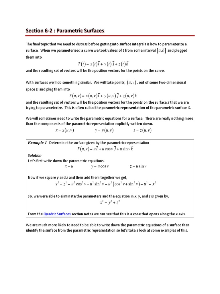 Section 6-2: Parametric Surfaces: Example 1 | PDF | Sphere | Coordinate ...