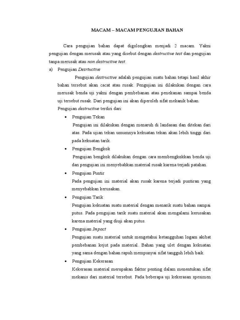 Macam Macam Pengujian Bahan | PDF