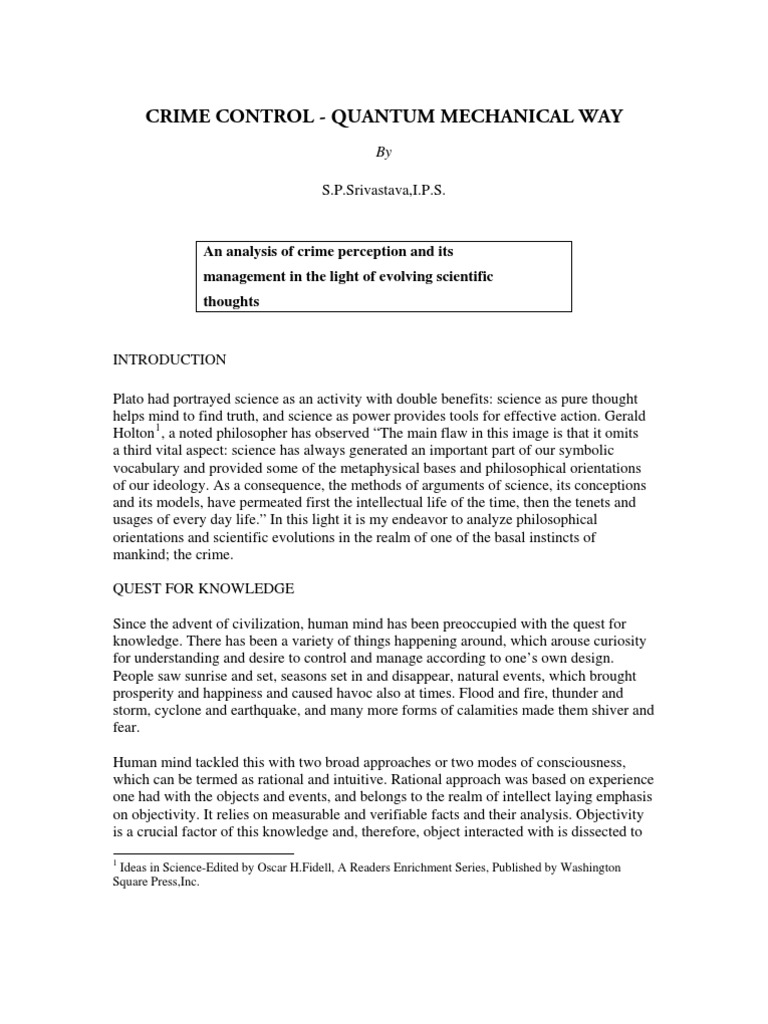 Crime Control-Quantum Mechanical Way | PDF | Determinism | Uncertainty ...