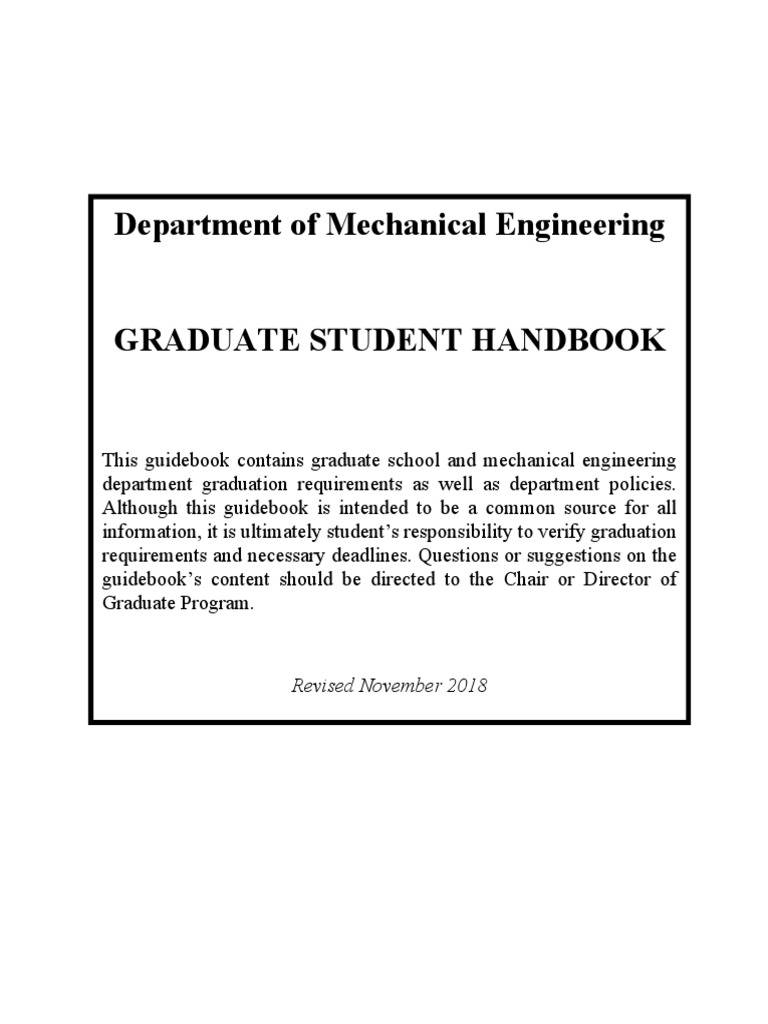 Mechanical Engineering Graduate Handbook | PDF | Thesis | Postgraduate ...