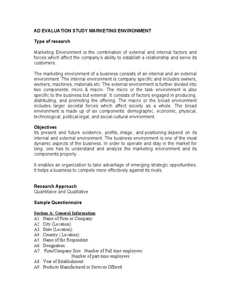 Ad Evaluation Study Marketing Environment | PDF | Retail | Advertising