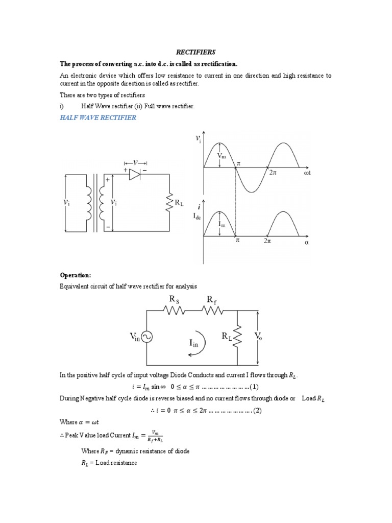 Analog - Module - 2 - Rectifiers - ECE 1001 | PDF | Rectifier | Diode