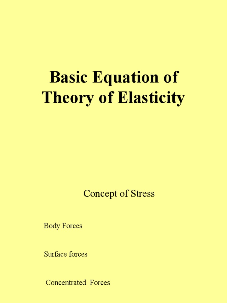 Basic Equation of Theory of Elasticity | PDF | Deformation (Mechanics ...