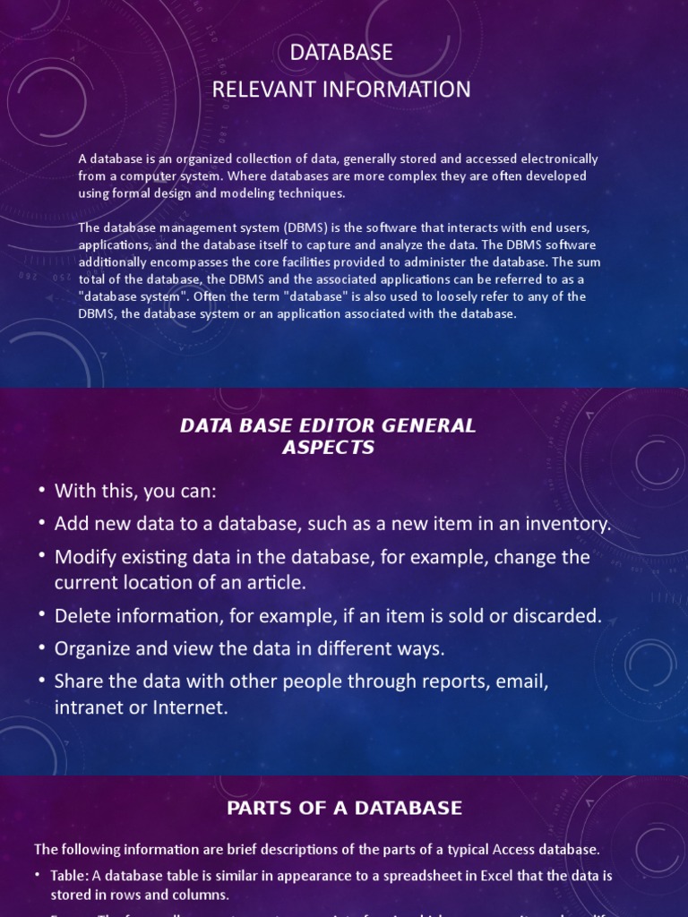Relevant Information | PDF | Databases | Computer Data