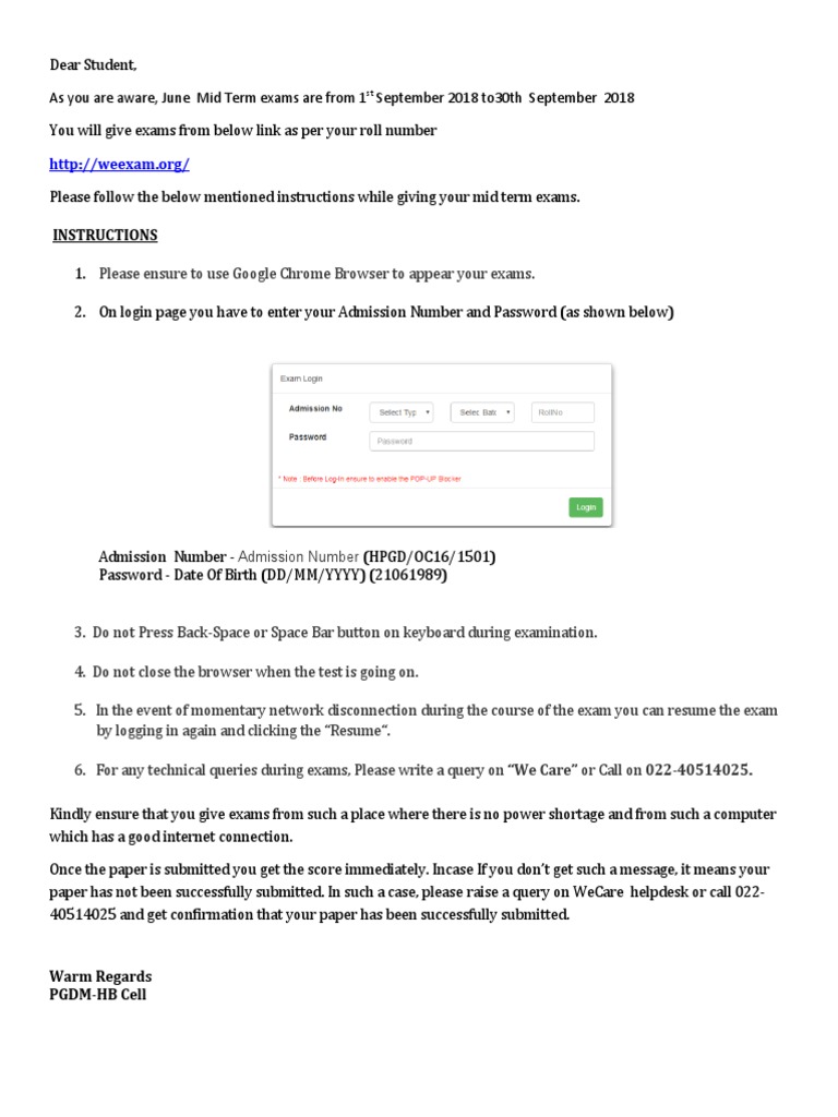 Instructions: Admission Number | PDF