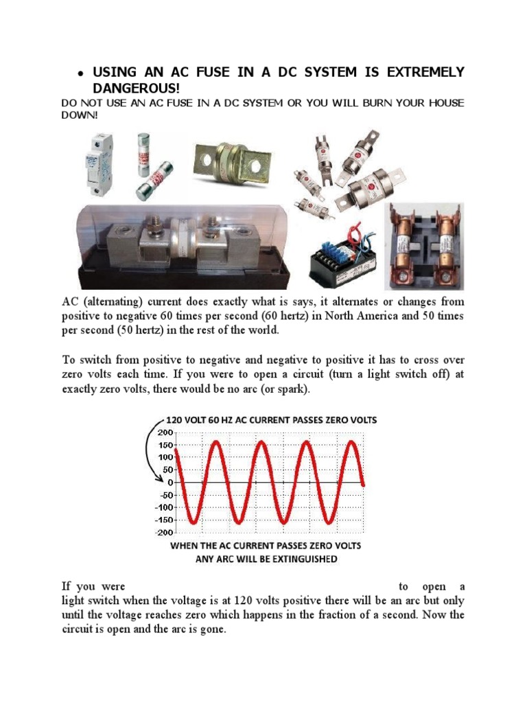 Dangerous!: Using An Ac Fuse in A DC System Is Extremely | PDF ...
