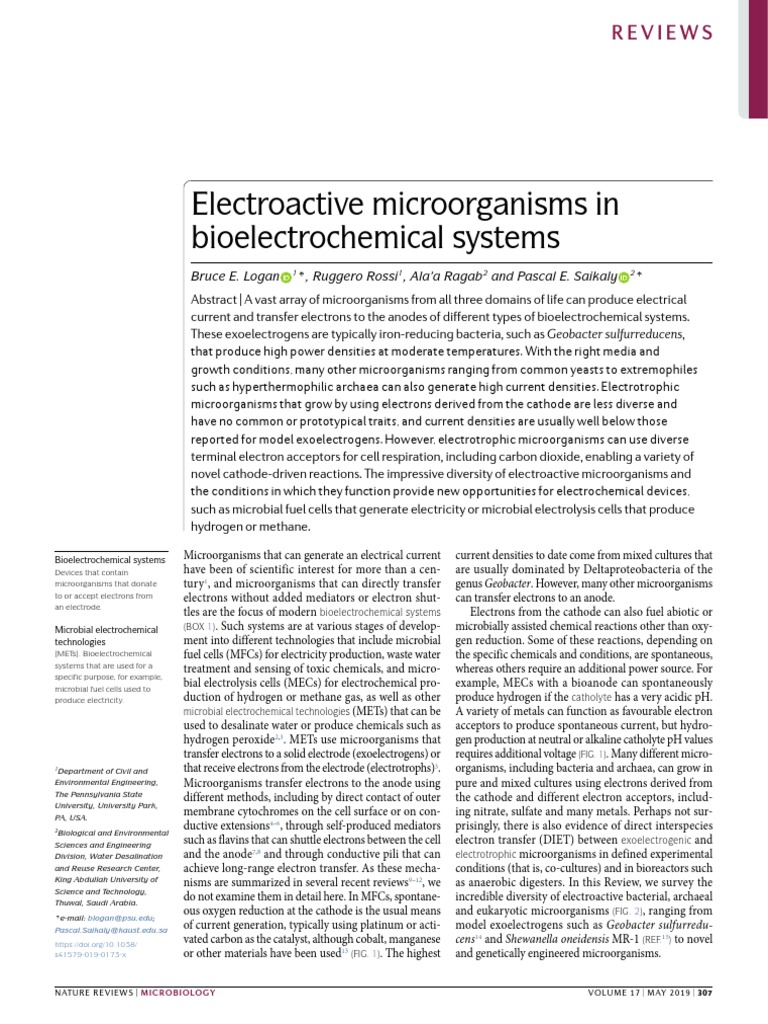 Logan Et Al. (2019) - Electroactive Microorganisms in ...
