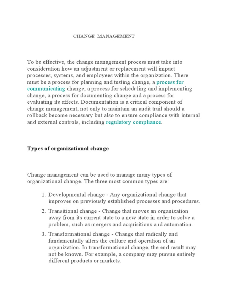 Change Management Process | PDF | Change Management | Leadership