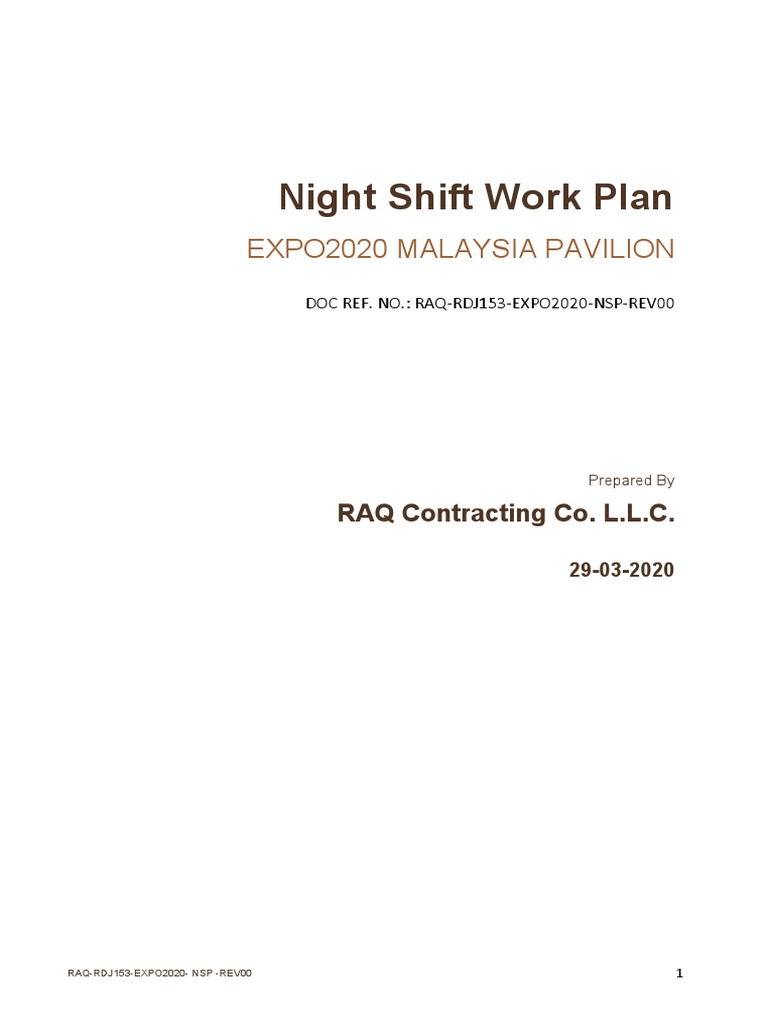 Night Shift Work Plan | PDF | Shift Work | Lighting