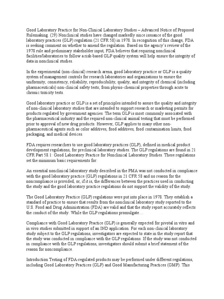 Good Laboratory Practice | PDF | Quality | Pharmaceutical