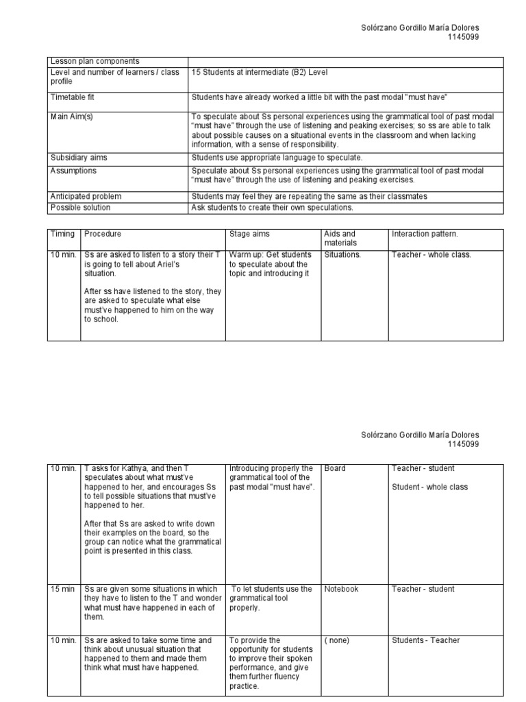 Lesson Plan According To TKT | PDF | Lesson Plan | Teachers