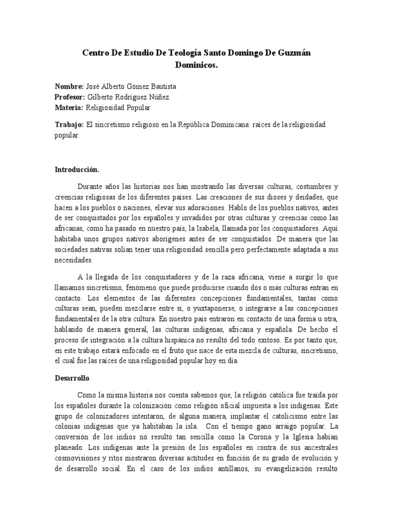 Sincretismo y Religiosidad Popular Dominicana | PDF | República ...