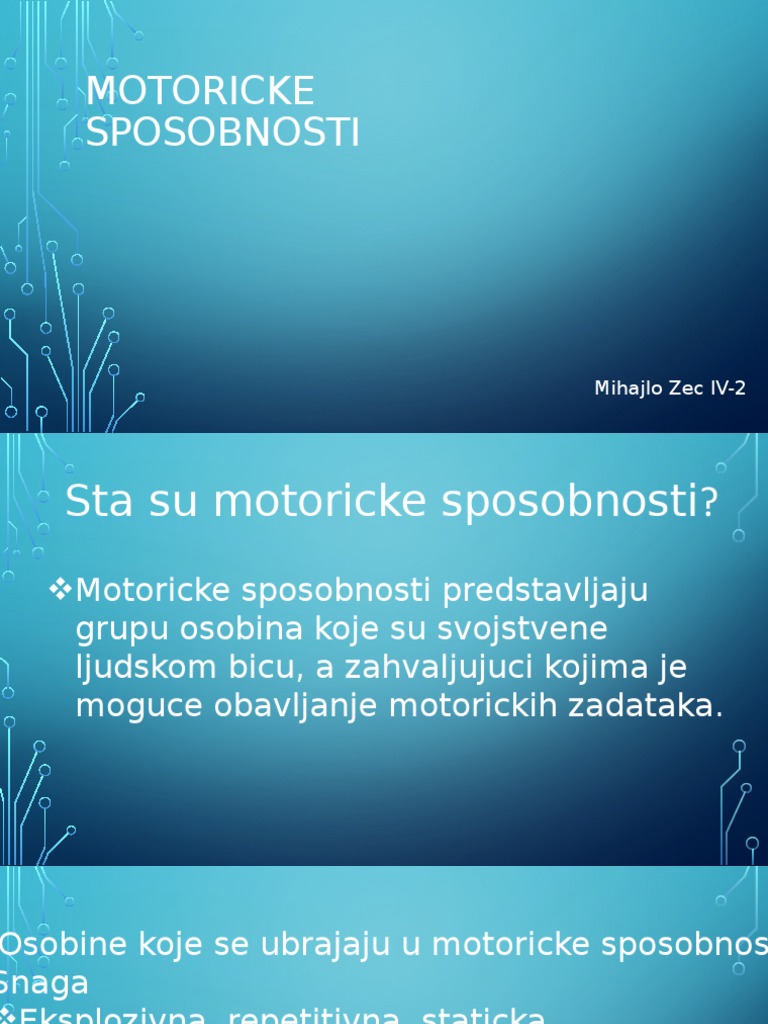 Motoricke Sposobnosti | PDF