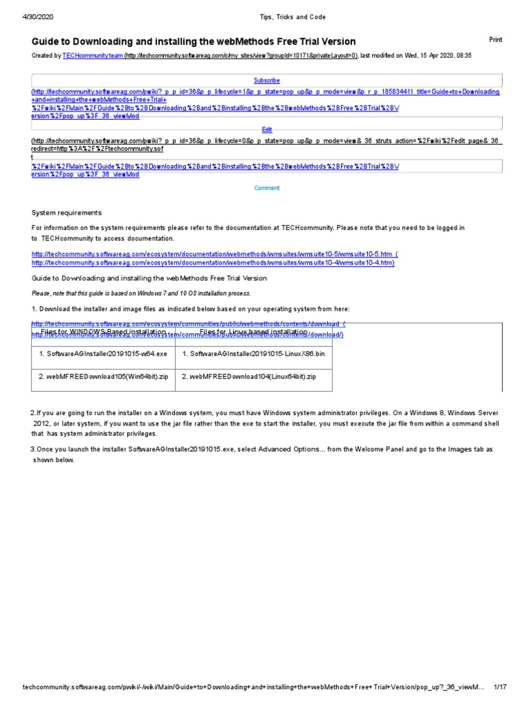Guide To Downloading and Installing The Webmethods Free Trial Version | PDF | Scripting Language ...