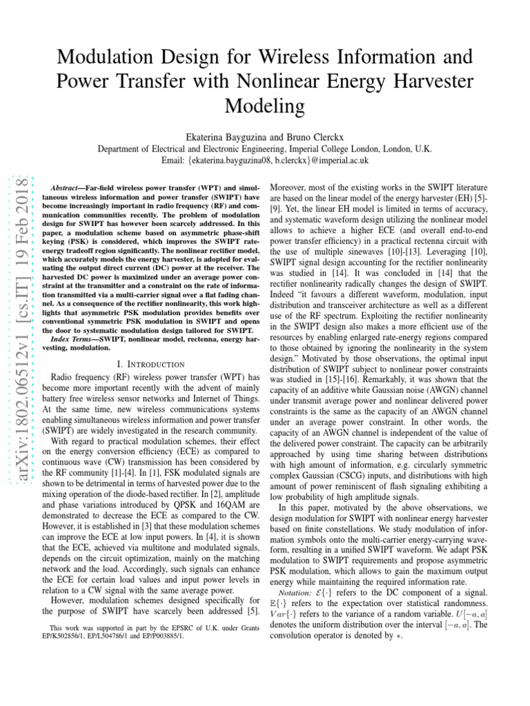 Modulation Design For Wireless Information and POWER TRANSMISION ...