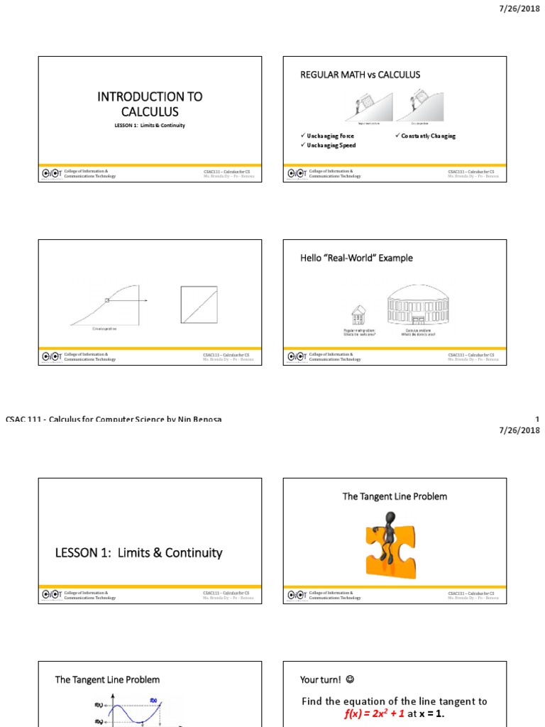 Introduction To Calculus: Regular Math Vs Calculus | PDF | Calculus ...