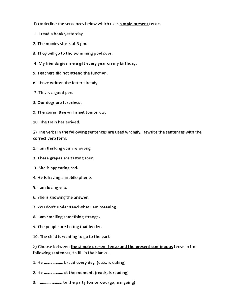 Exercises For Kids | PDF | Language Mechanics | Grammar