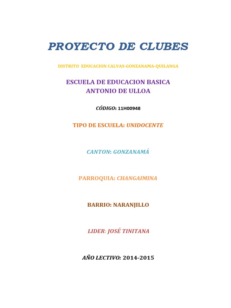 Proyecto Del Club | PDF | Asociación de Futbol | Educación primaria