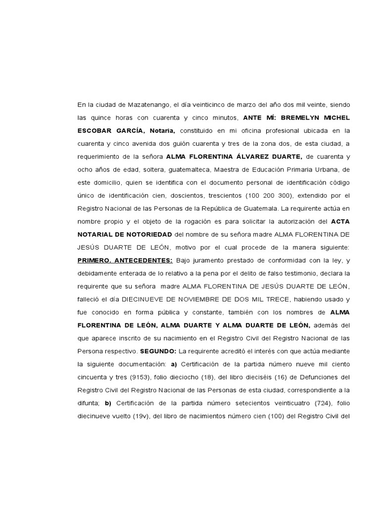 Acta Notarial de Notoriedad | PDF | Gobierno