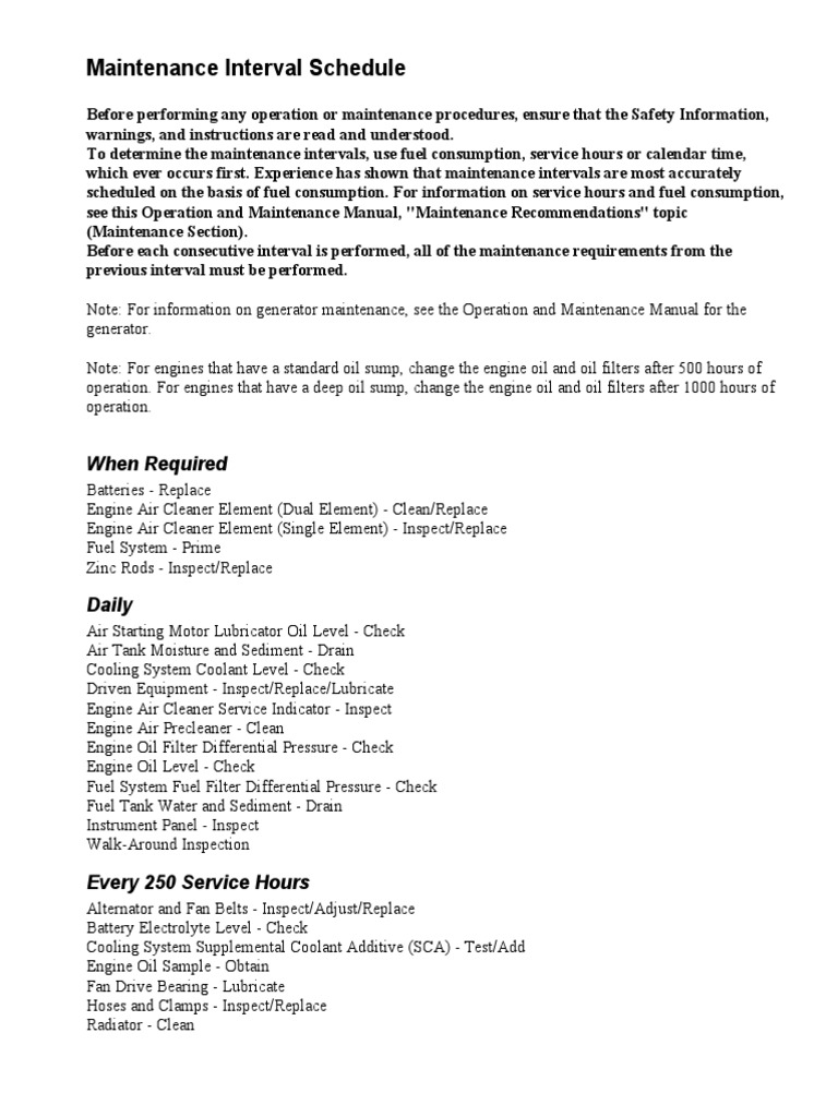 3500B Maintenance Interval Schedule | PDF | Motor Oil | Engines