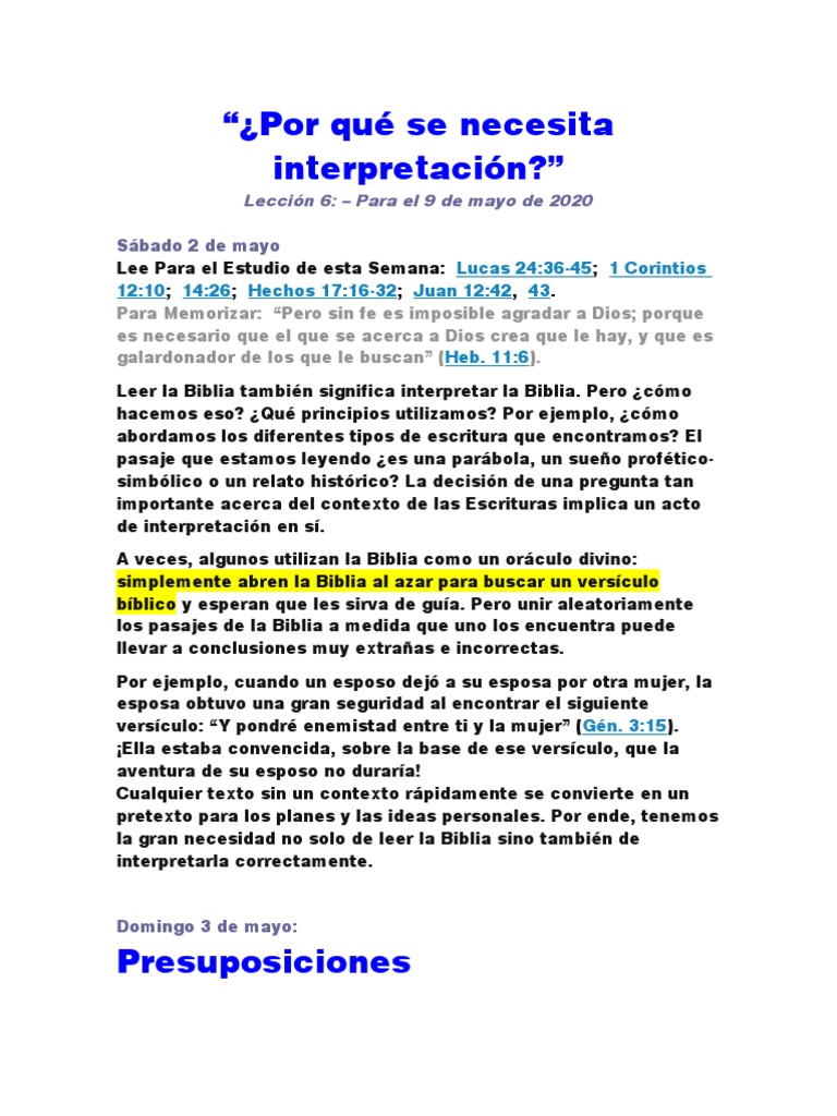 Leccion de Escuela Sabatica | PDF | Biblia | Traducciones