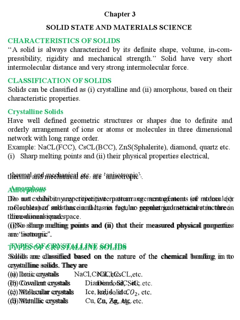 Chapter 3 Solid State Materials Science | PDF | Crystal Structure ...