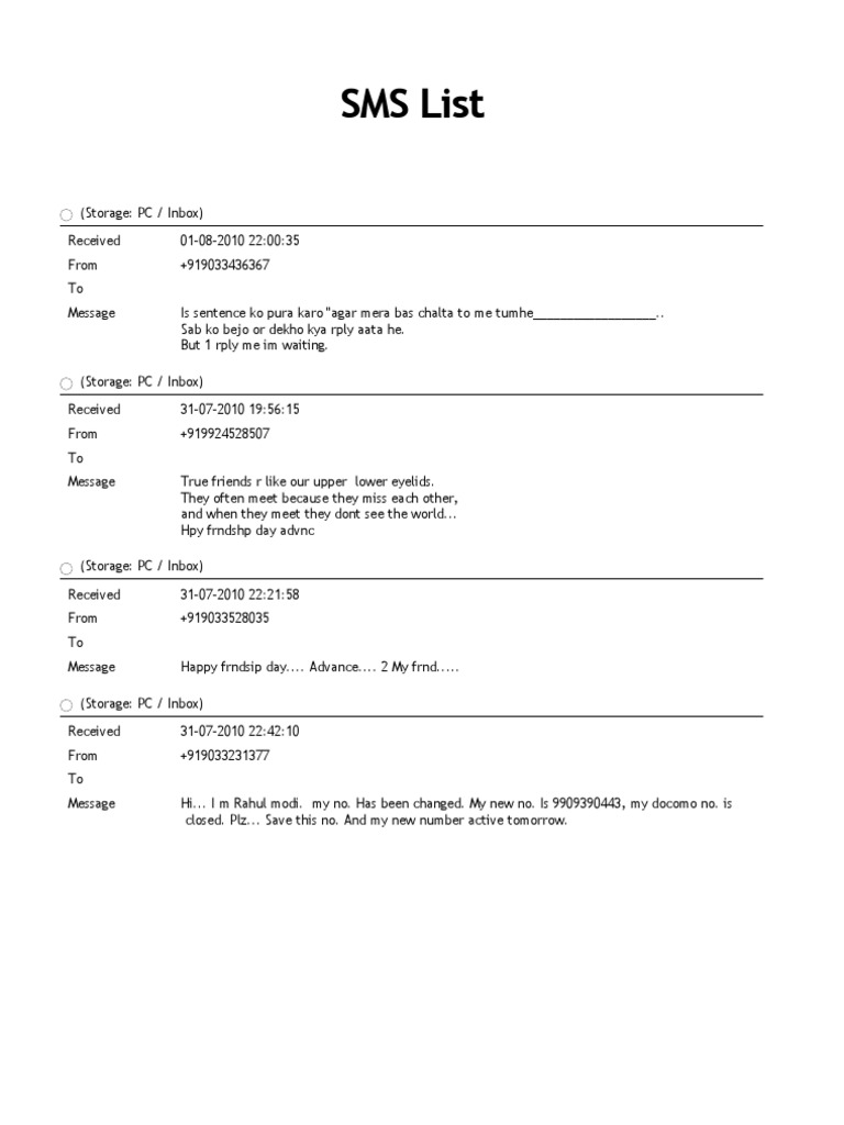 SMS List | PDF
