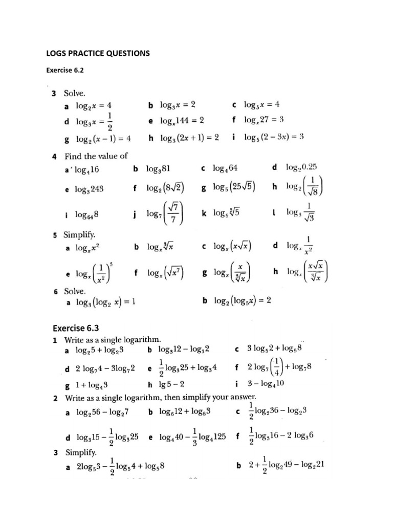 Logs Practice Questions and Answers | PDF