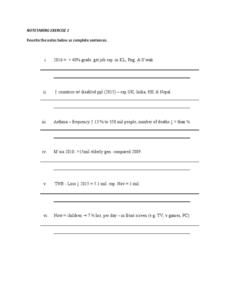 Note Taking Exercise (English) | PDF