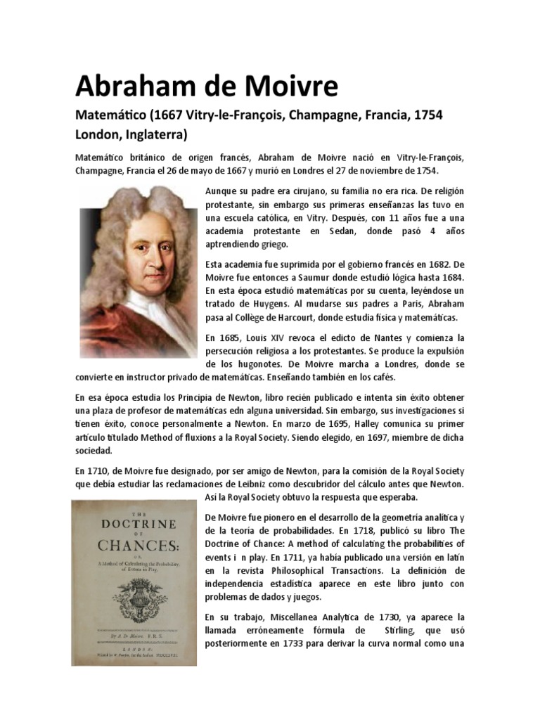 Abraham de Moivre | PDF | Enseñanza de matemática | Science