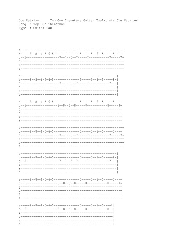 Top Gun Theme Guitar Tab by Satriani | PDF