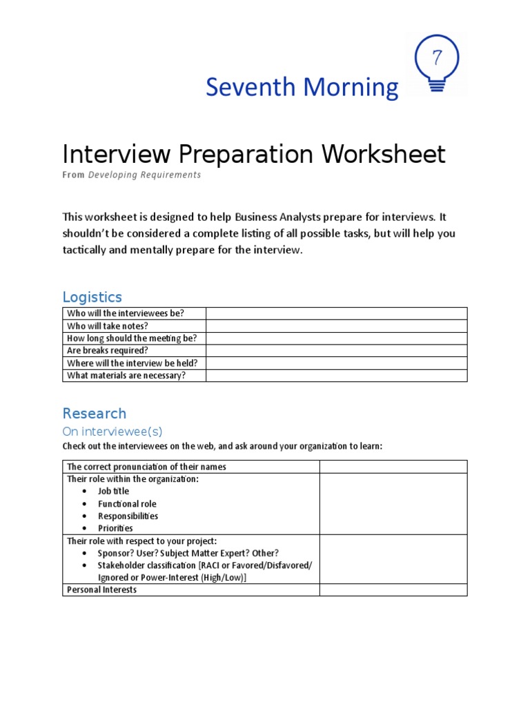 Interview Preparation Worksheet