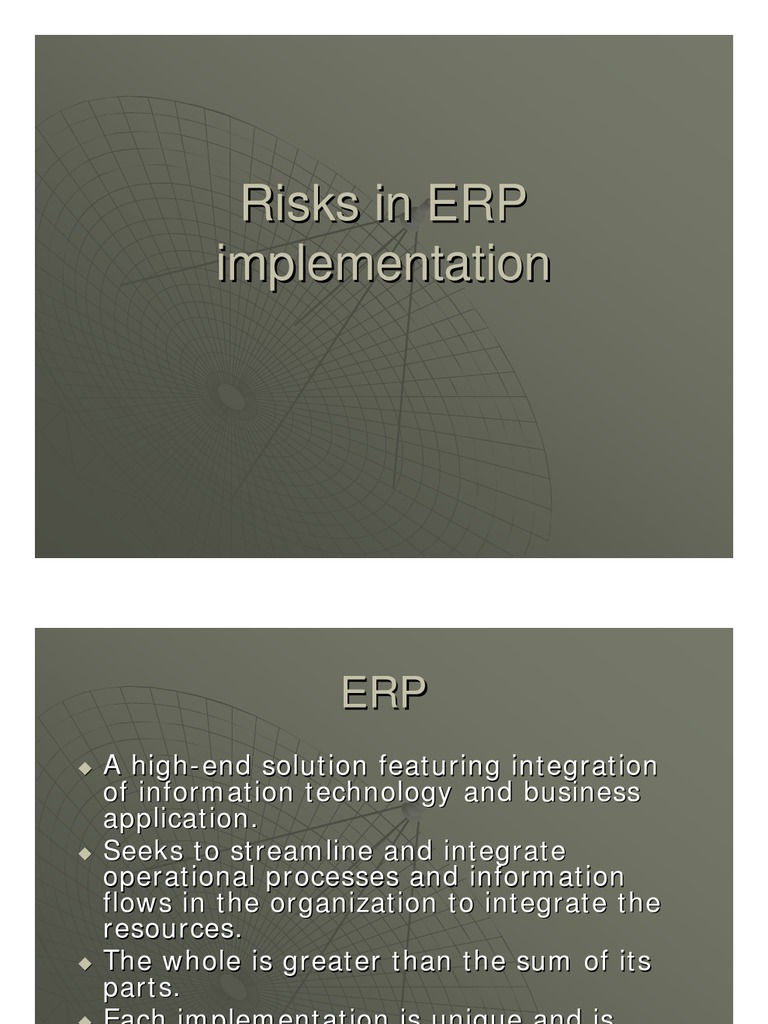 Risks in ERP Implementation | PDF | Enterprise Resource Planning ...