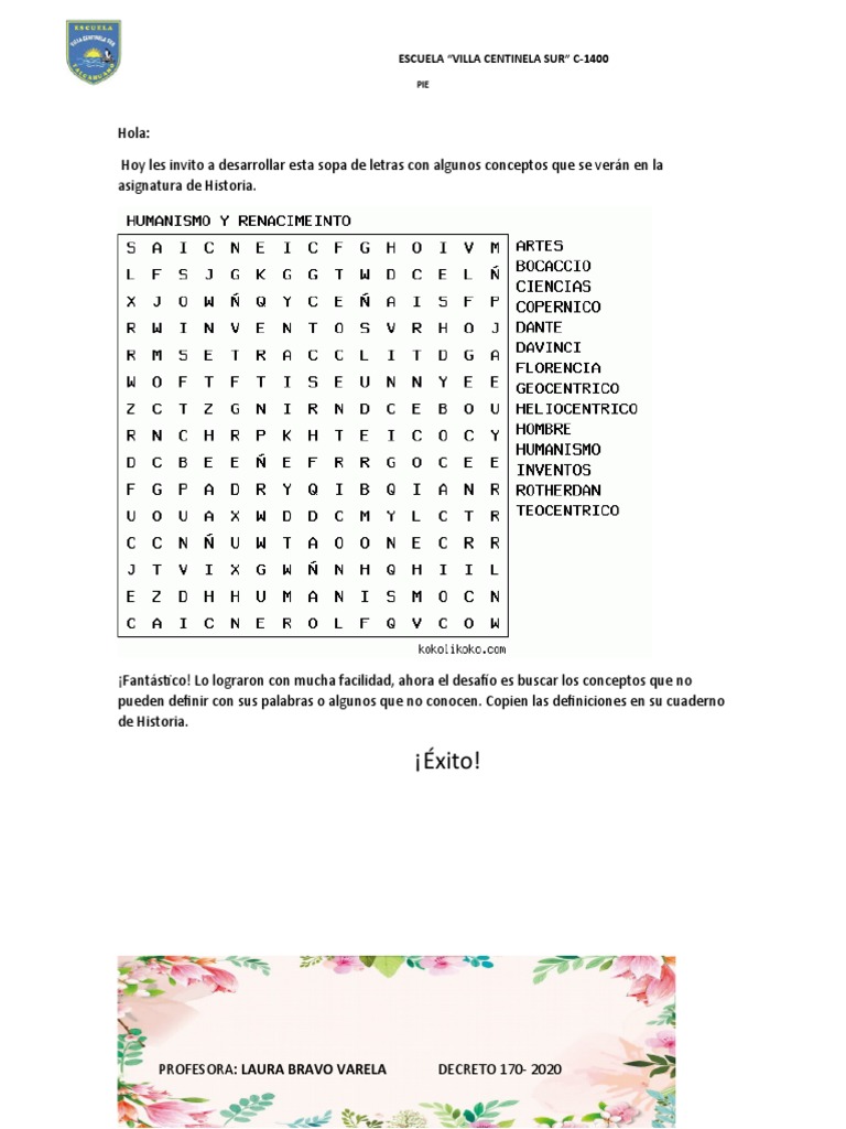 Sopa de Letras HISTORIA 8° | PDF