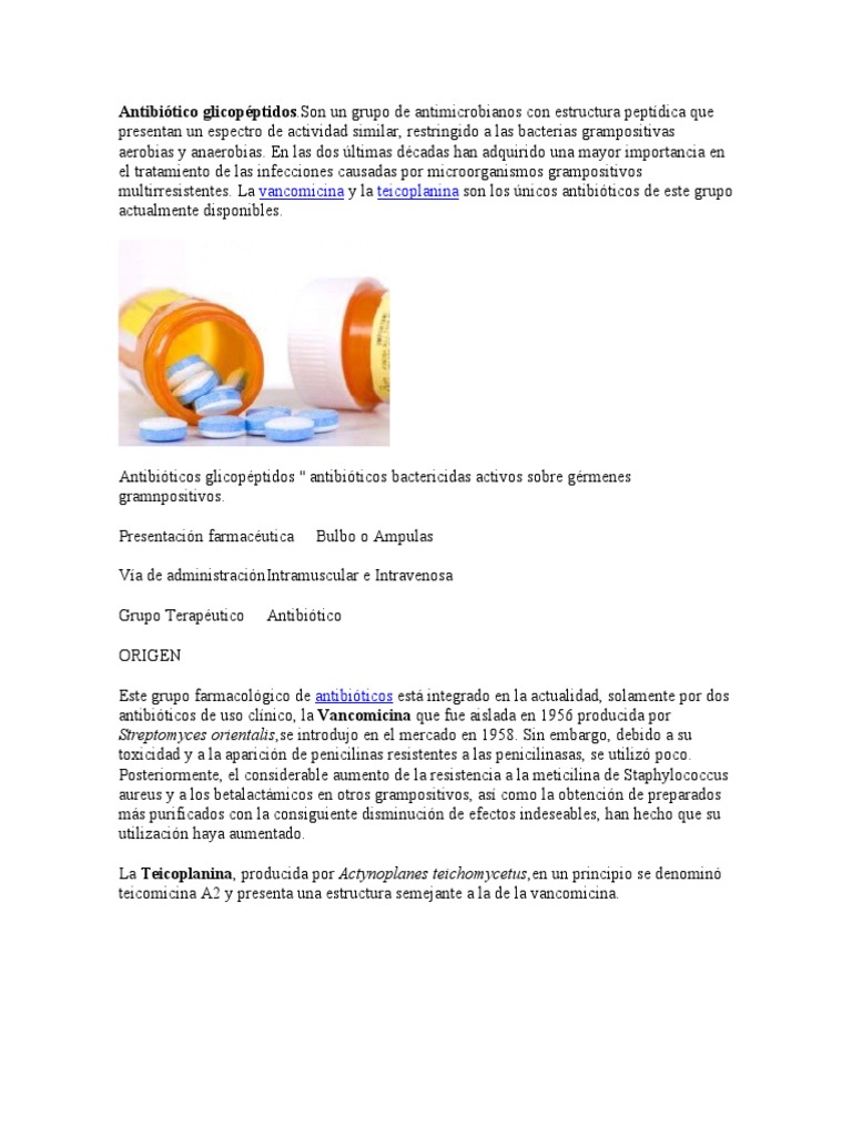 Antibiótico Glicopéptidos | PDF | Antibióticos | Microbiología